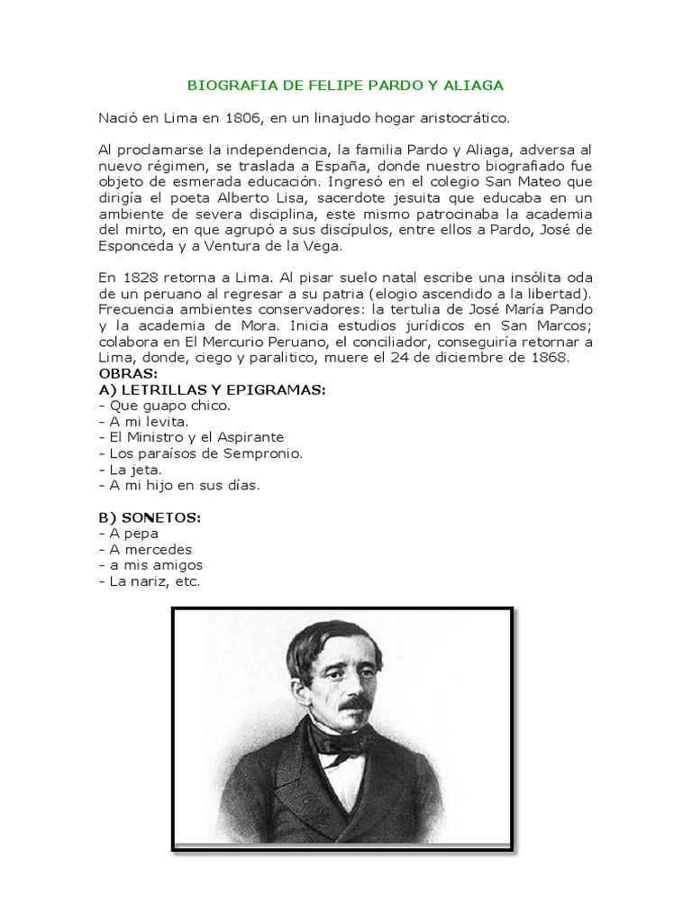 Biografia de Felipe Pardo y Aliaga | PDF | Gobierno | Elecciones