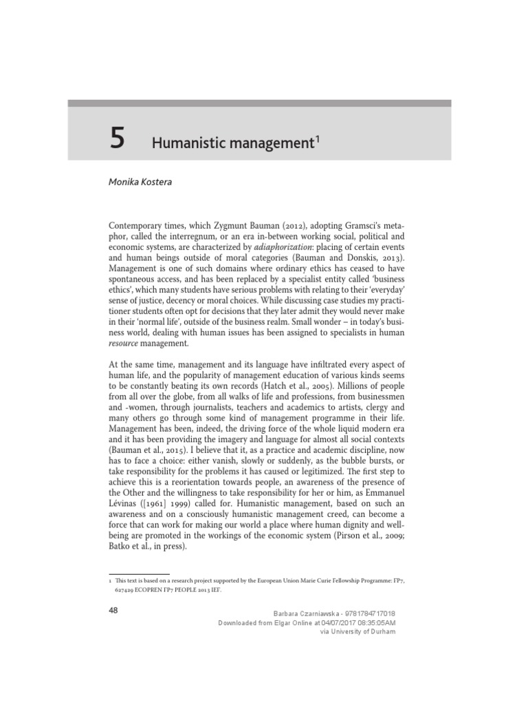 Humanistic Management | PDF | Humanism | Economics