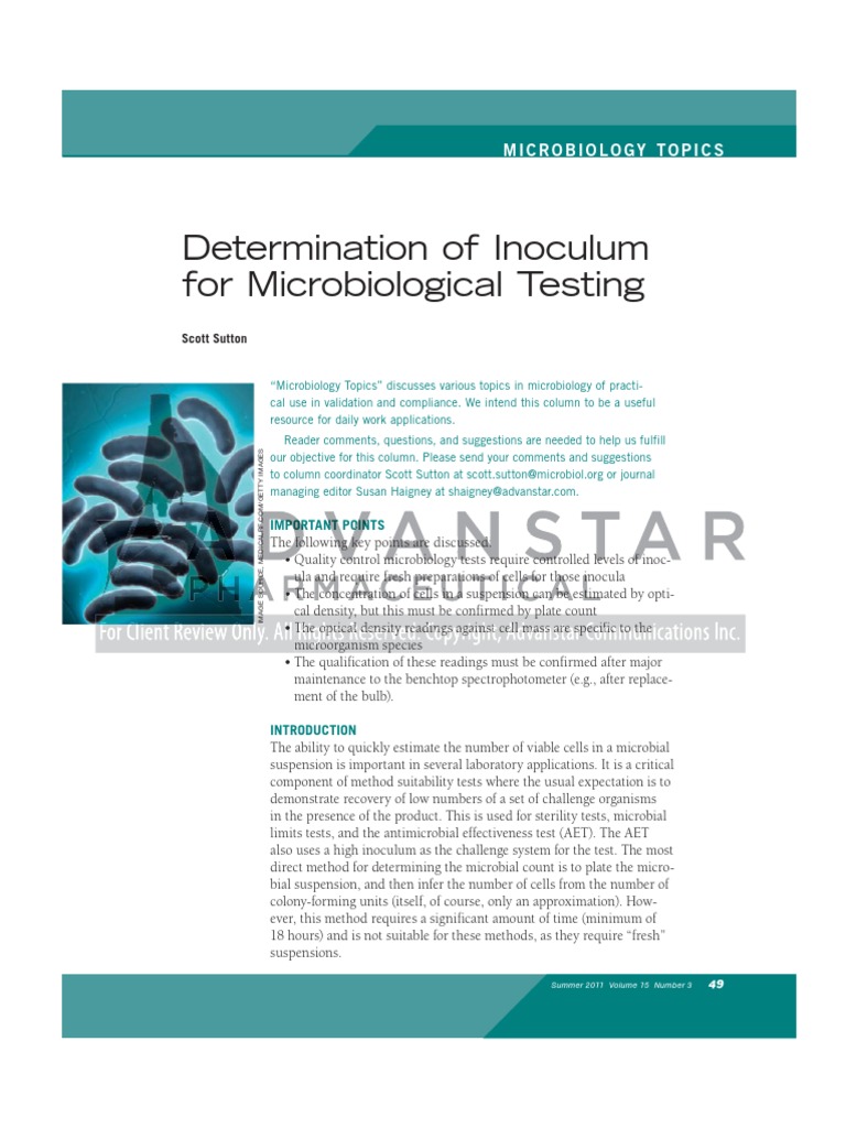 Determination of inoculum | PDF | Colony Forming Unit | Spectrophotometry