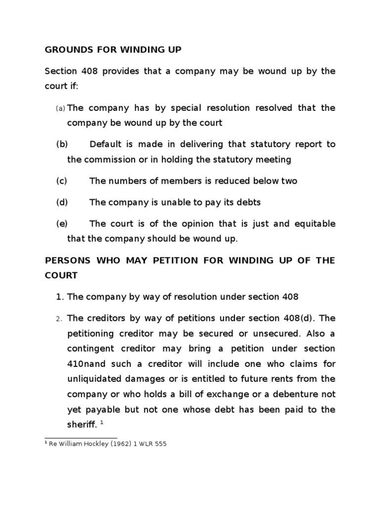 Winding Up of A Company | PDF | Liquidation | Private Law