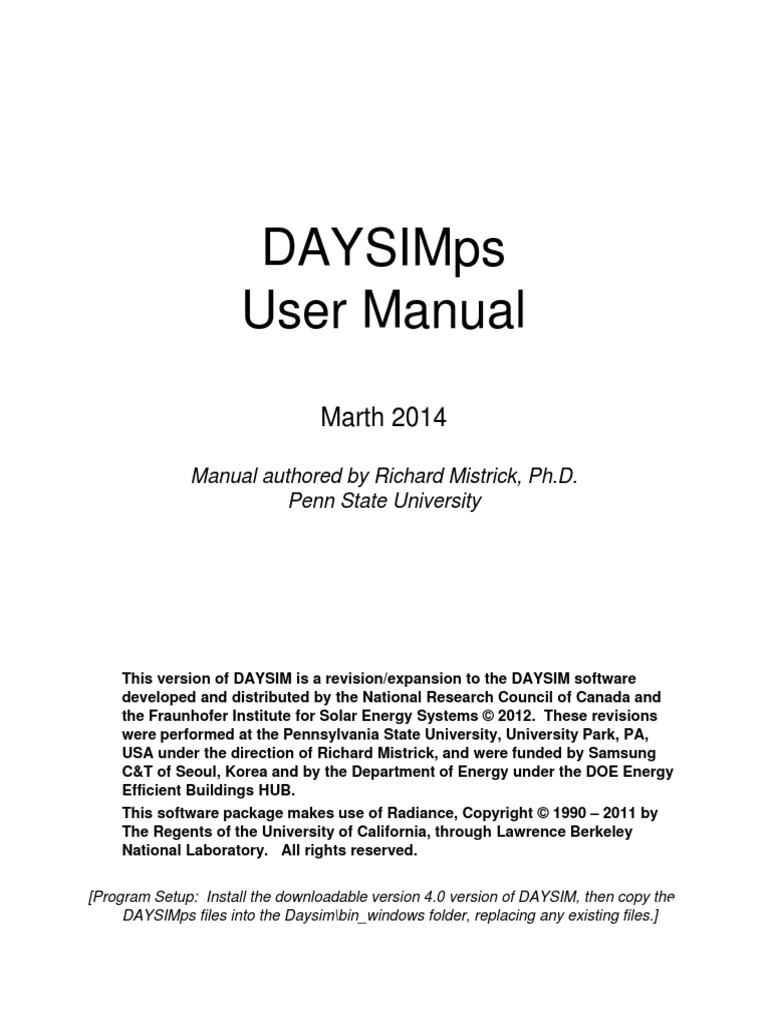 Daysimps Manual | PDF | Lighting | Mathematical Optimization