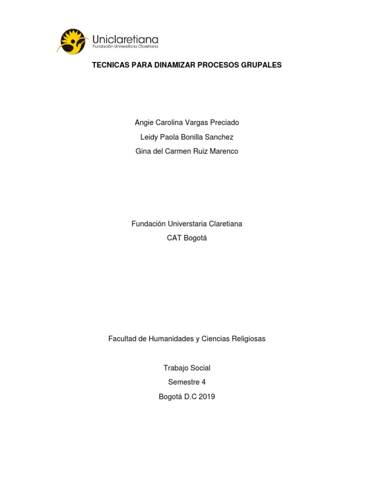Técnicas para dinamizar procesos grupales | PDF | Metodología ...
