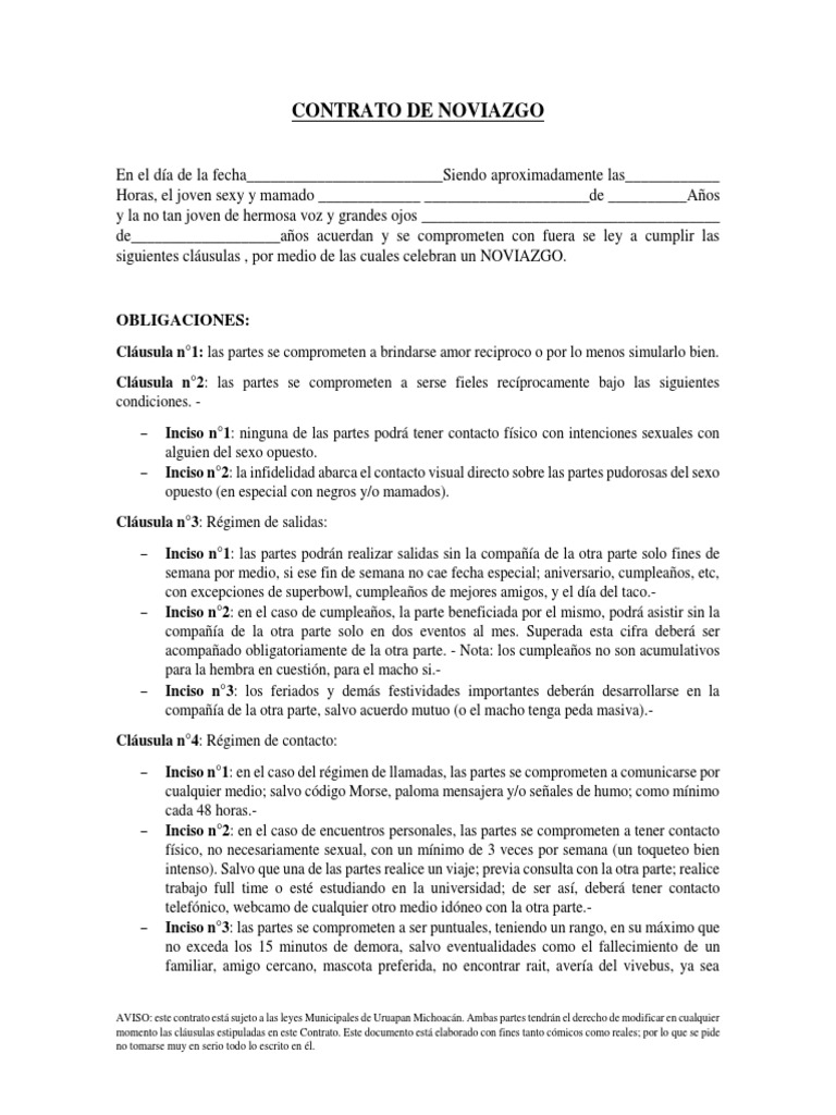 Contrato de Noviazgo | Infidelidad | Sexo