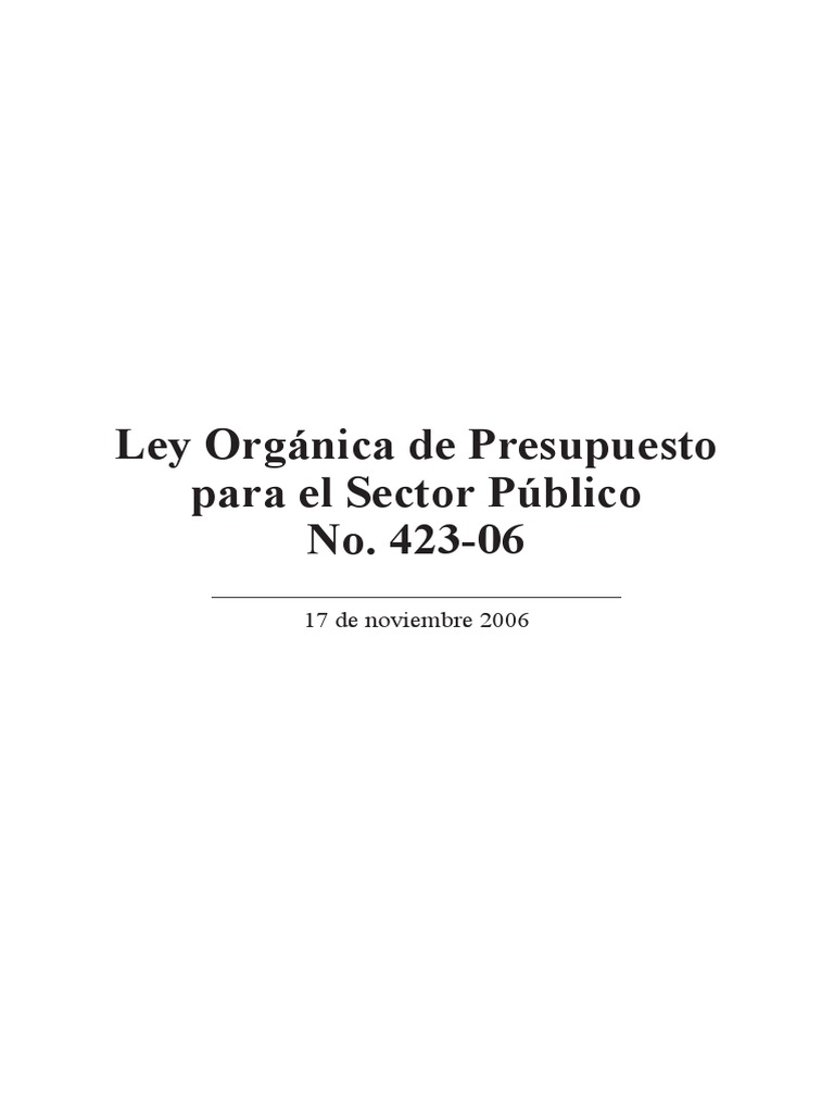 s0cg Ley 423 06 Ley Organica de Presupuestopdf PDF | PDF | Presupuesto ...