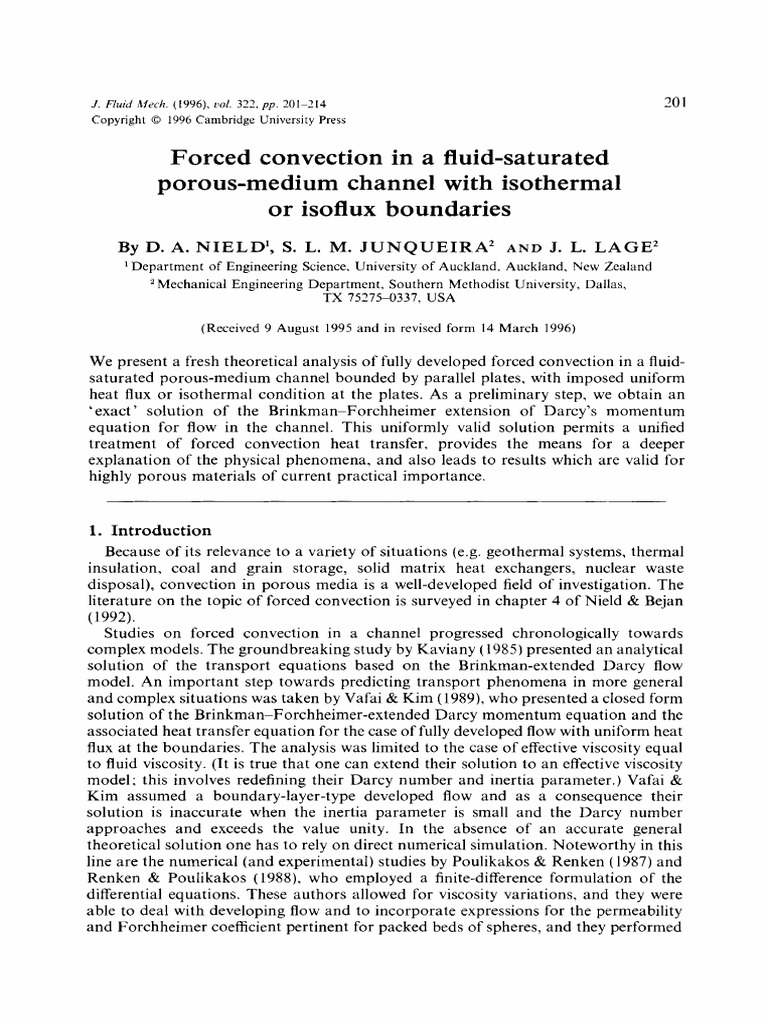 1996 - Nield Et Al. - Forced Convection in A Fluid-Saturated Porous-Medium Channel With ...