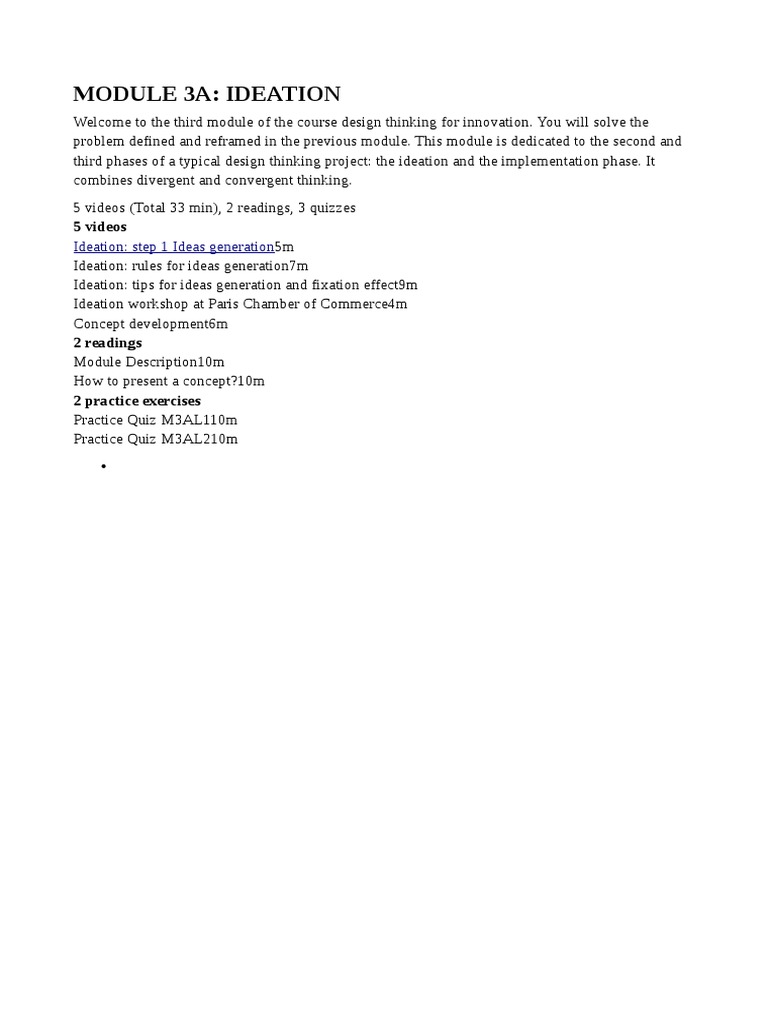 Module 3A: Ideation: 5 Videos | PDF