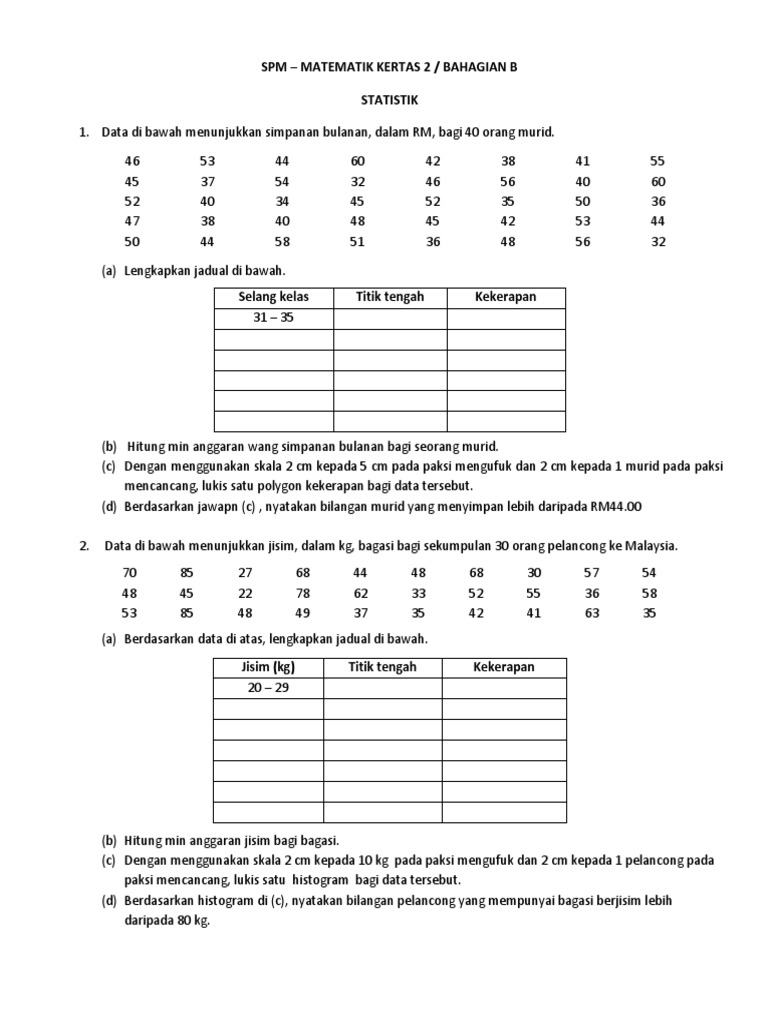 Latihan Statistik SPM | PDF