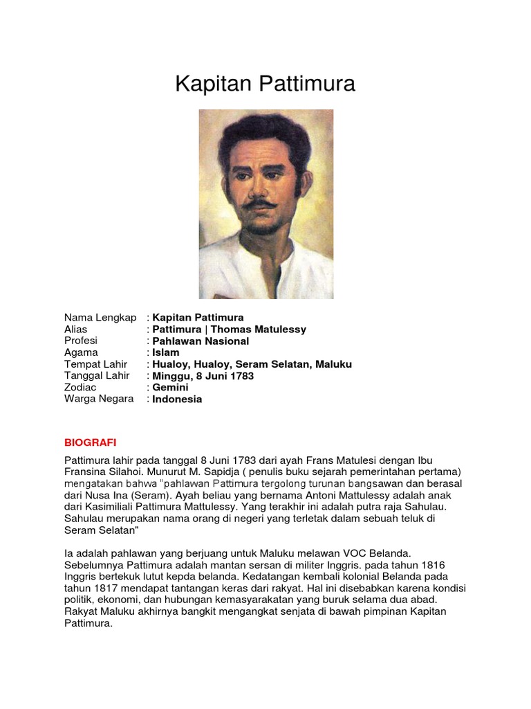 Kapitan Pattimura | PDF | Sejarah