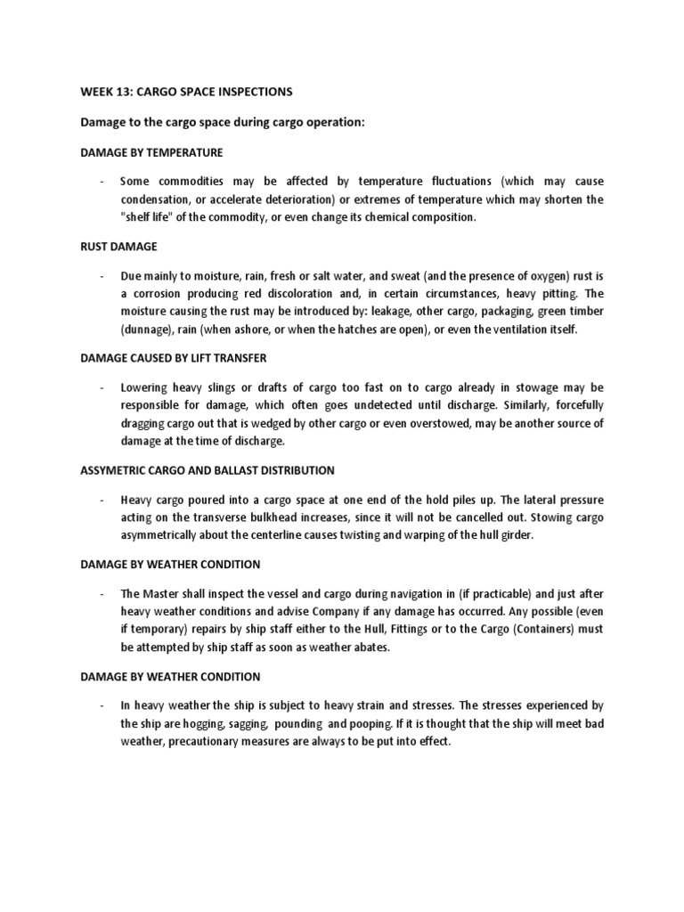 Cargo Space Inspection | PDF | Ships | Transport