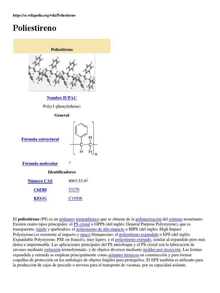Ps Alto Impacto | PDF | Poliestireno | Química de polímeros