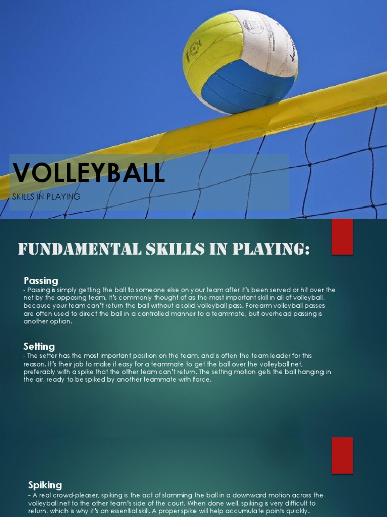 Volleyball: Skills in Playing | PDF | Volleyball | Knee