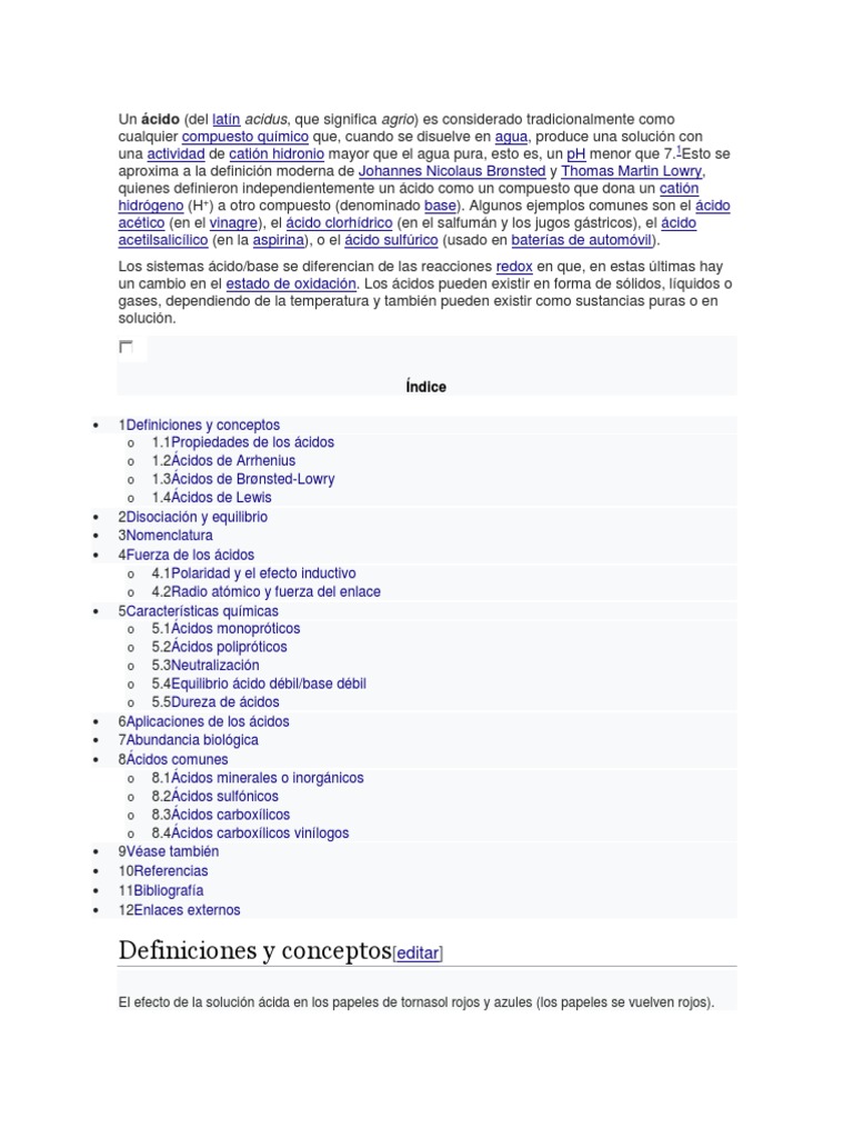 Acido Significado | PDF | Ácido | Moléculas