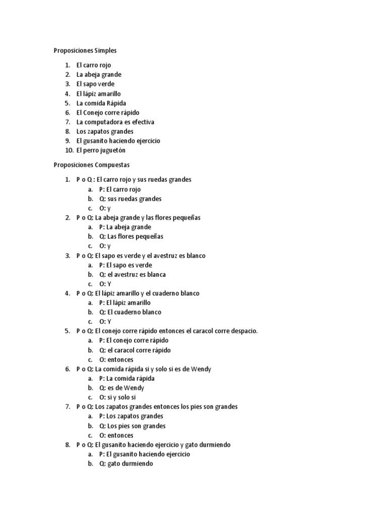 Proposiciones Simples y Compuestas | PDF