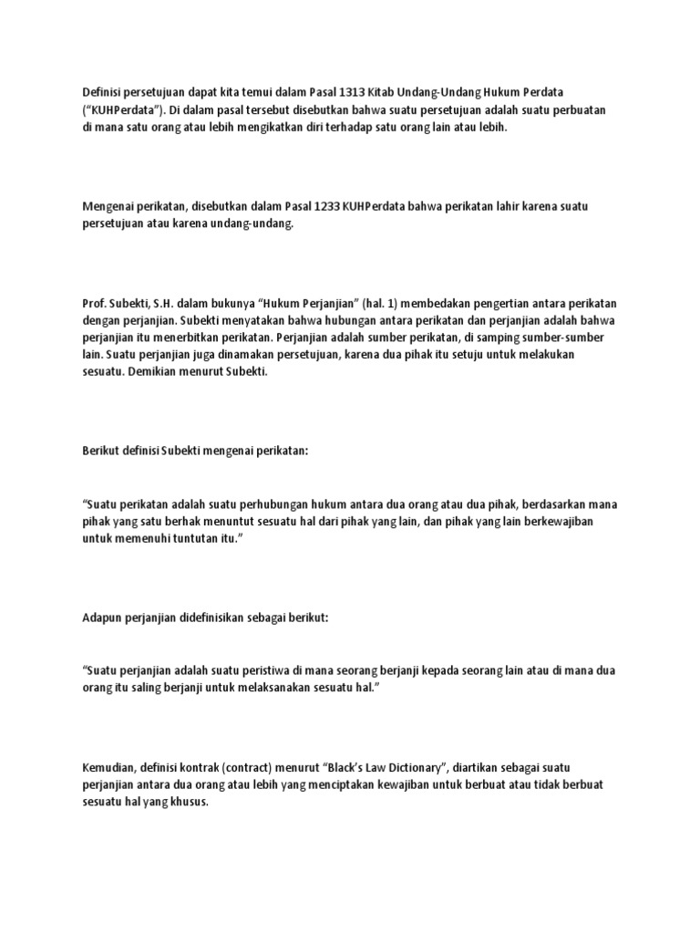 Resume Perjanjian Dan Perikatan Menurut Prof. Subekti | PDF