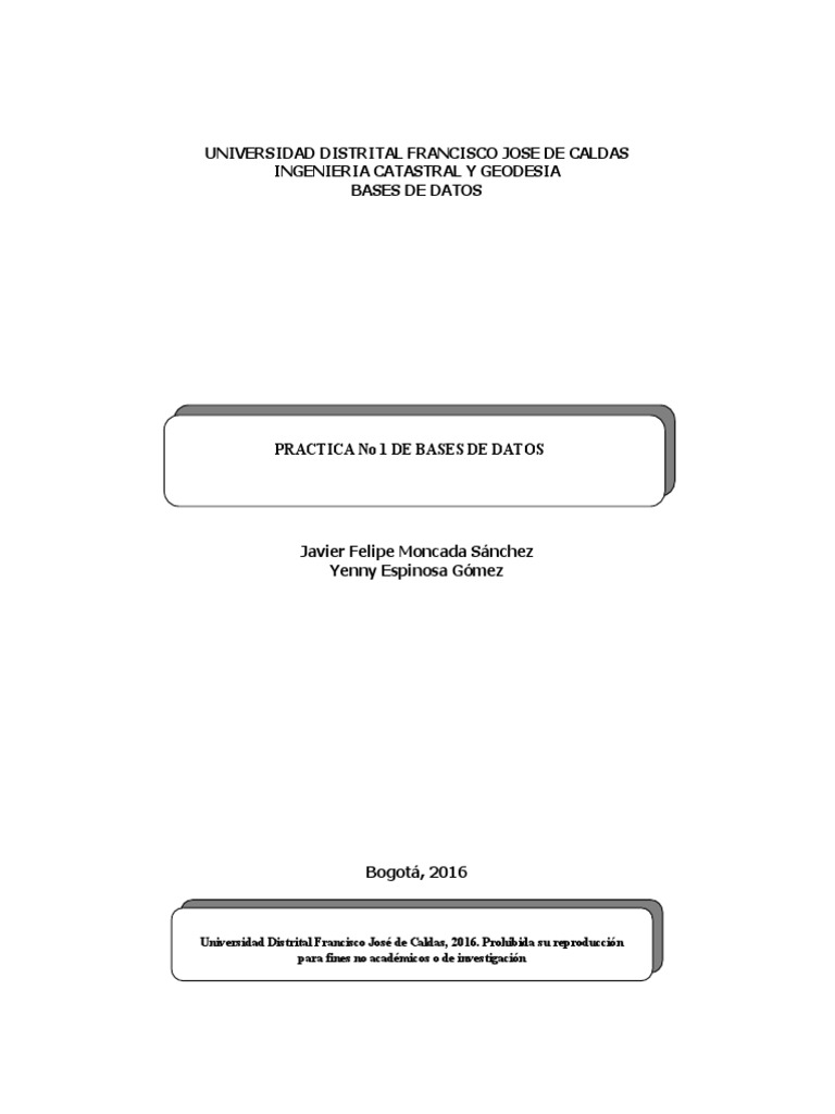PRACTICA No 1 DE BASES DE DATOS | PDF | SQL | Tabla (base de datos)