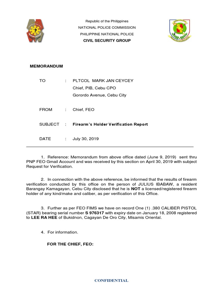 Firearms Verification Report | PDF