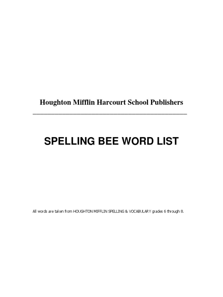 Spelling Bee Word List | PDF | Nature