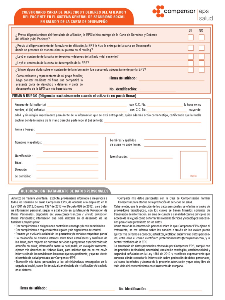 Afiliacion EPS Compensar 2019 | PDF | Bienestar | Medicina