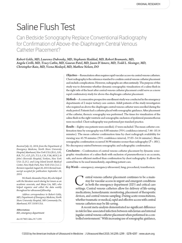 Saline Flush Test | PDF | Medical Equipment | Clinical Medicine