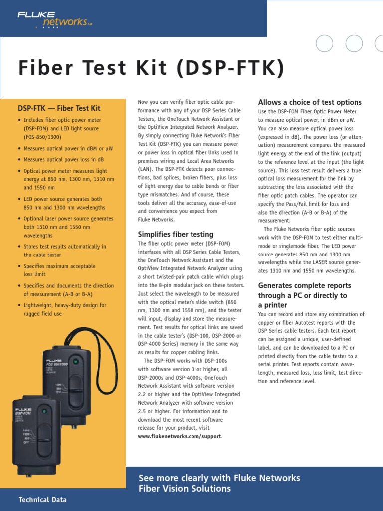 Allows A Choice of Test Options DSP-FTK - Fiber Test Kit | PDF ...