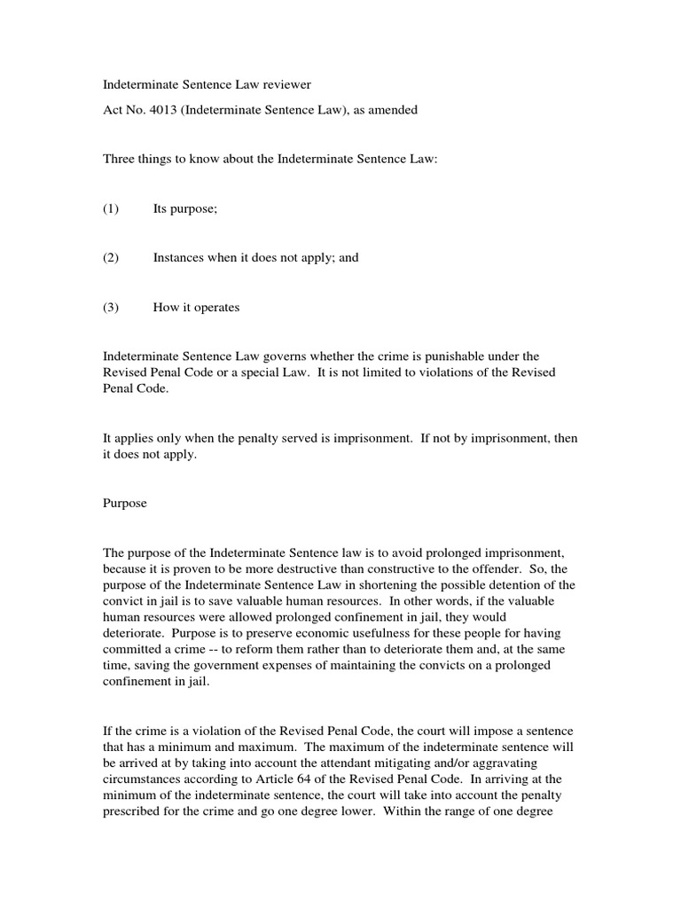 Understanding Indeterminate Sentence Law | PDF | Sentence (Law ...