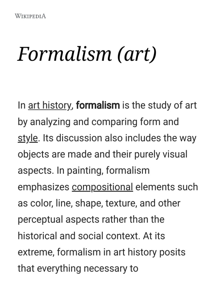 Formalism (Art) - Wikipedia | PDF | Philosophical Theories | Epistemology