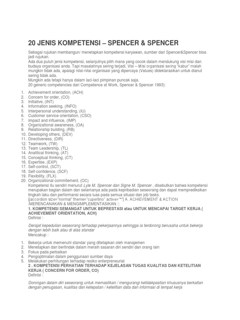 20 Jenis Kompetensi | PDF