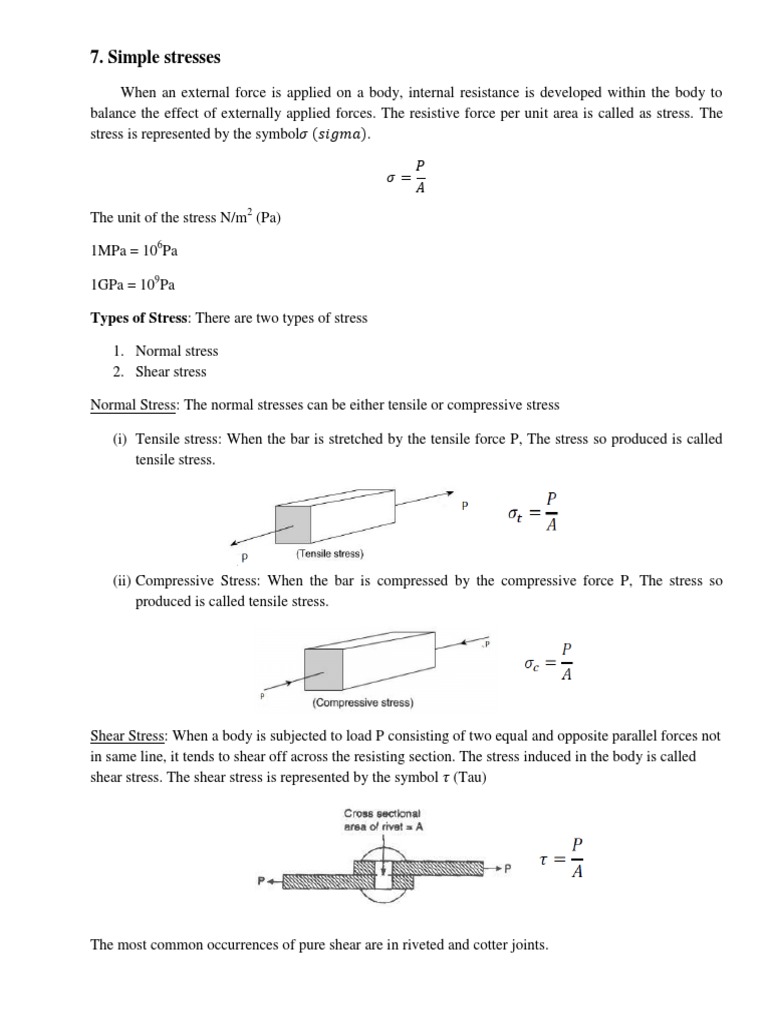 Simple Stresses: Types of Stress: There Are Two Types of Stress | PDF ...