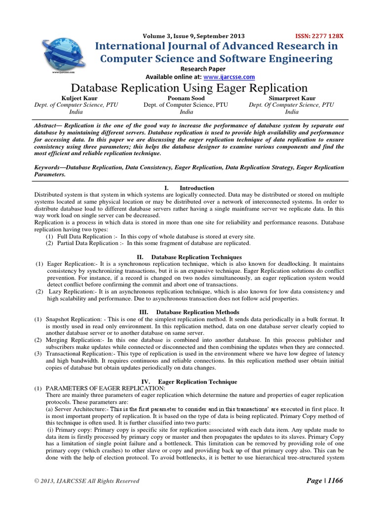 Data Replication Techniques | PDF | Replication (Computing) | Database Transaction