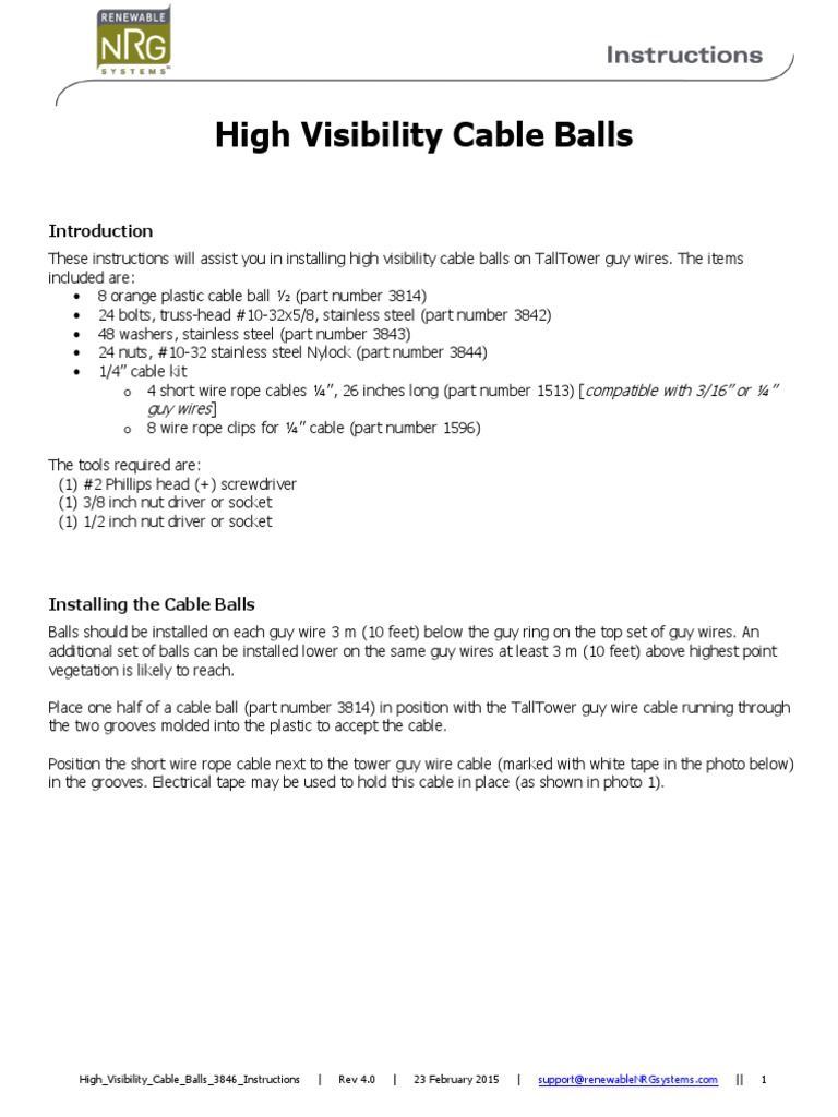 High Visibility Cable Balls: Compatible With 3/16" or " Guy Wires | PDF ...