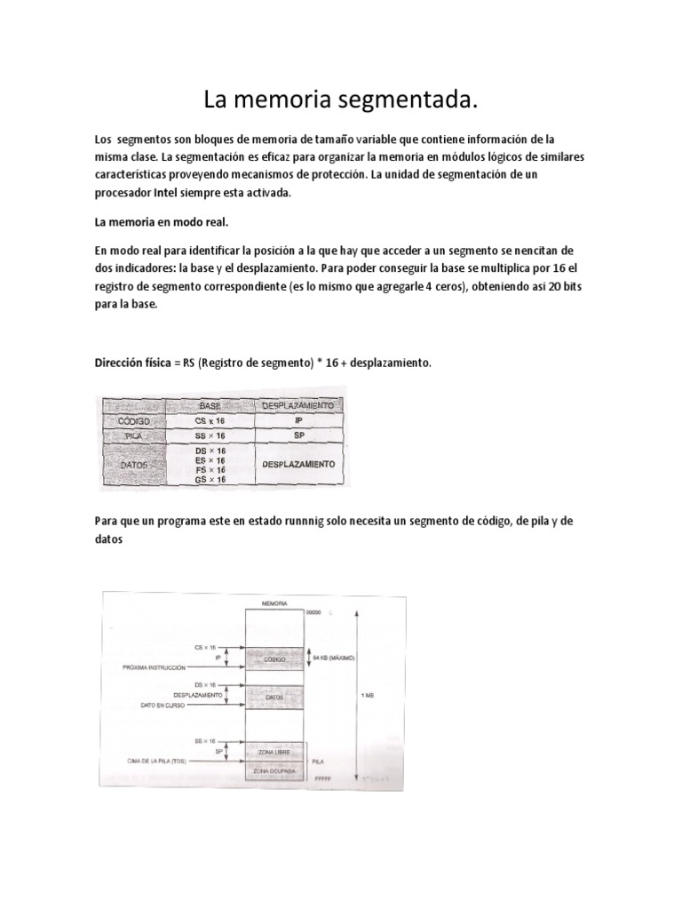 La Memoria Segmentada | PDF | Poco | Almacenamiento de datos de la ...