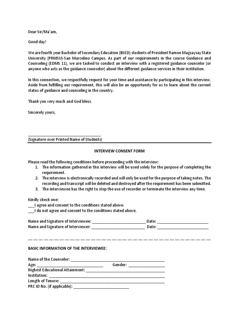 Interview Consent Form for Students | PDF