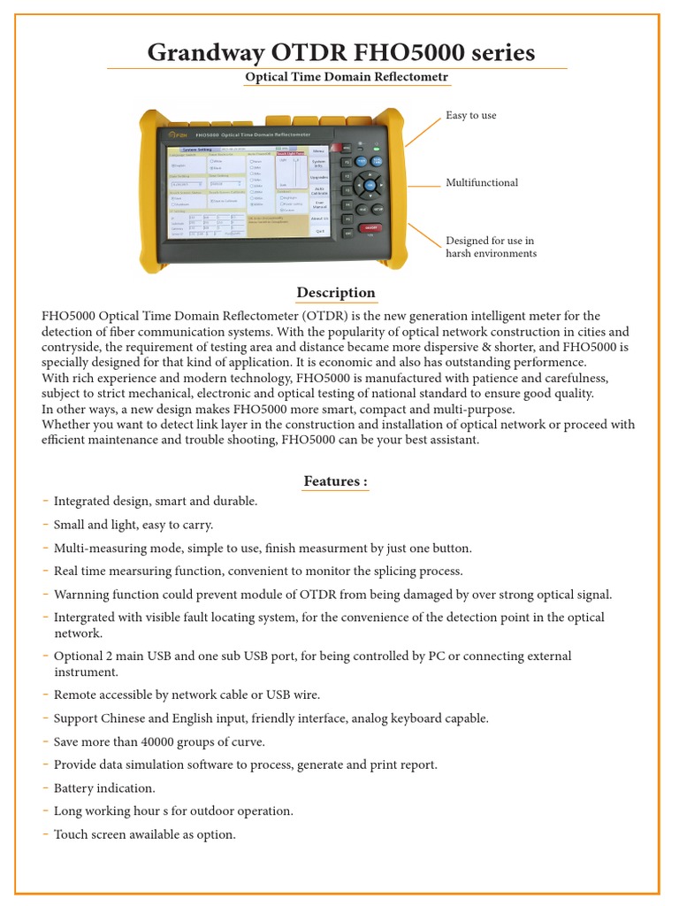 Data Sheet Otdr Fho5000 en | PDF | Optical Fiber | Computer Network