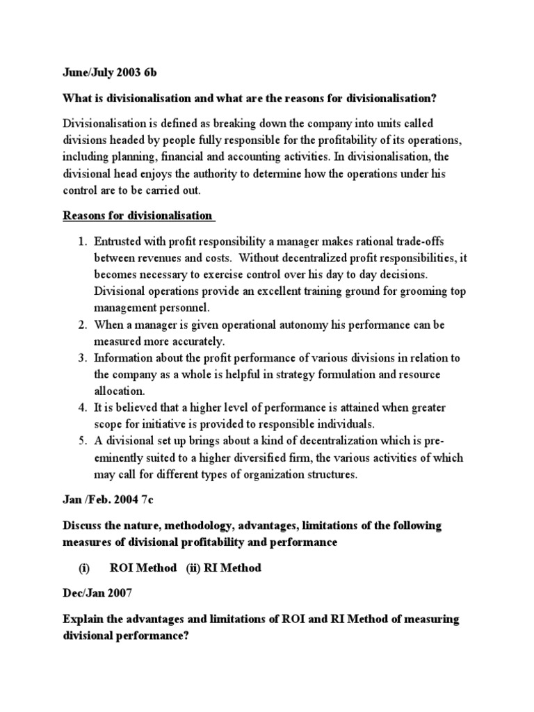 Divisional Performance Appraisal | PDF | Return On Investment | Investing