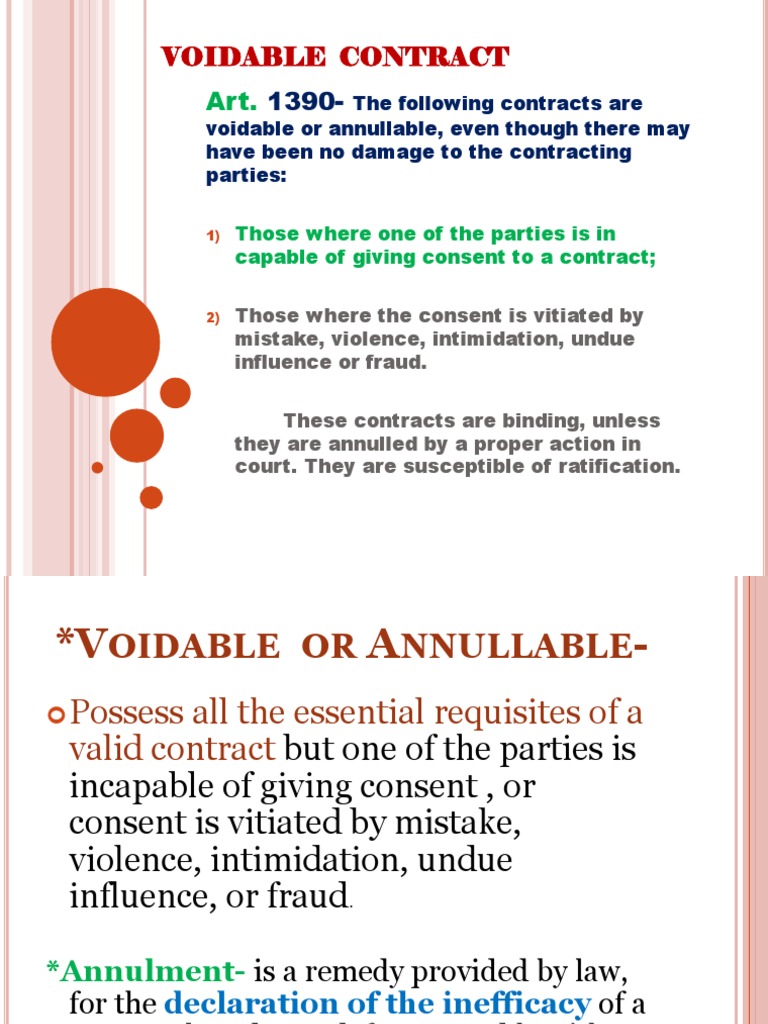 Understanding Voidable Contracts | PDF | Annulment | Ratification
