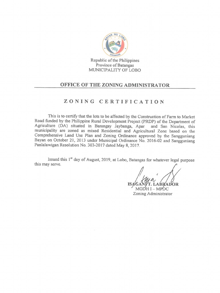 Zoning Certification | PDF