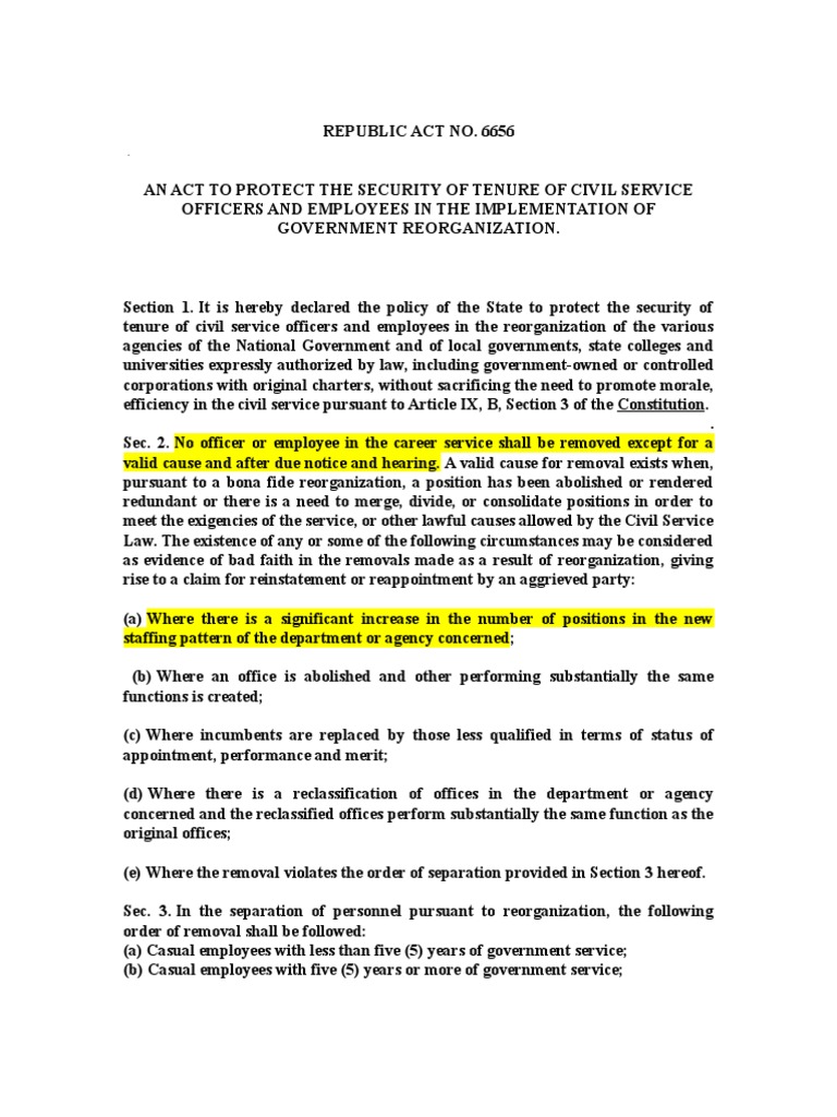 Ra 6656 | PDF | Employment | President Of The Philippines