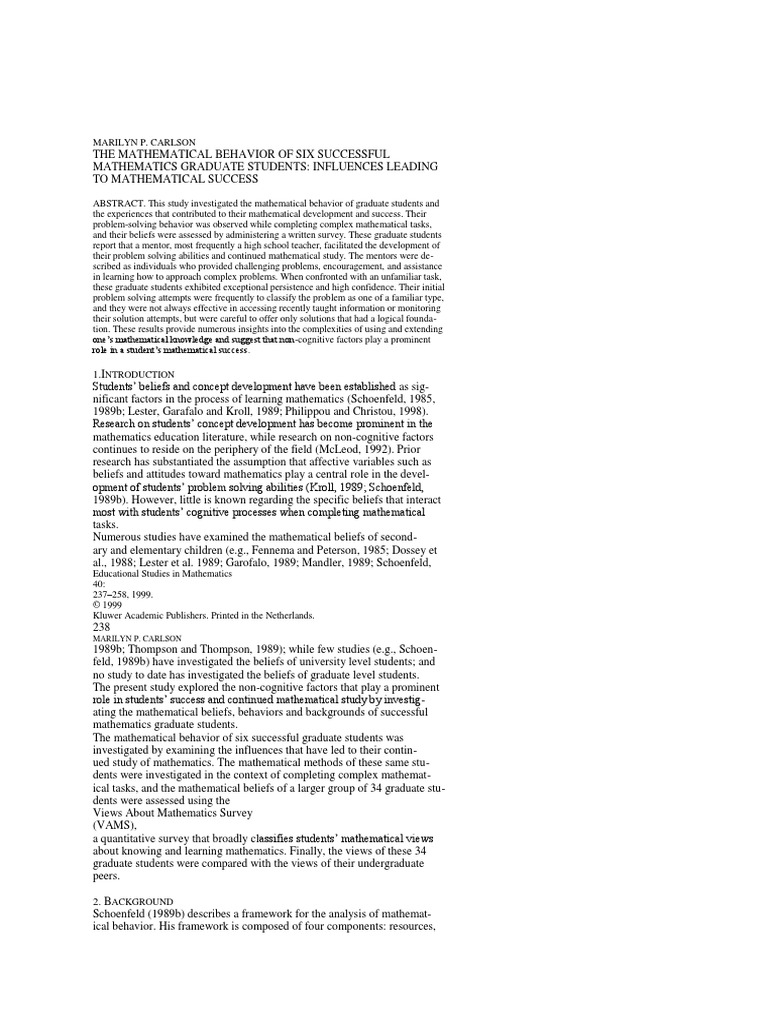 MAthematics Behavior | Download Free PDF | Attitude (Psychology ...