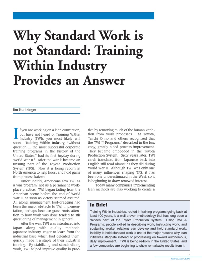 Why Standard Work Is Not Standard | PDF | Lean Manufacturing ...