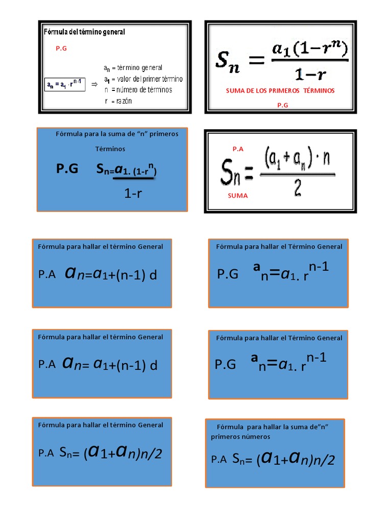Fórmulas de Suma en Progresiones Aritméticas | PDF