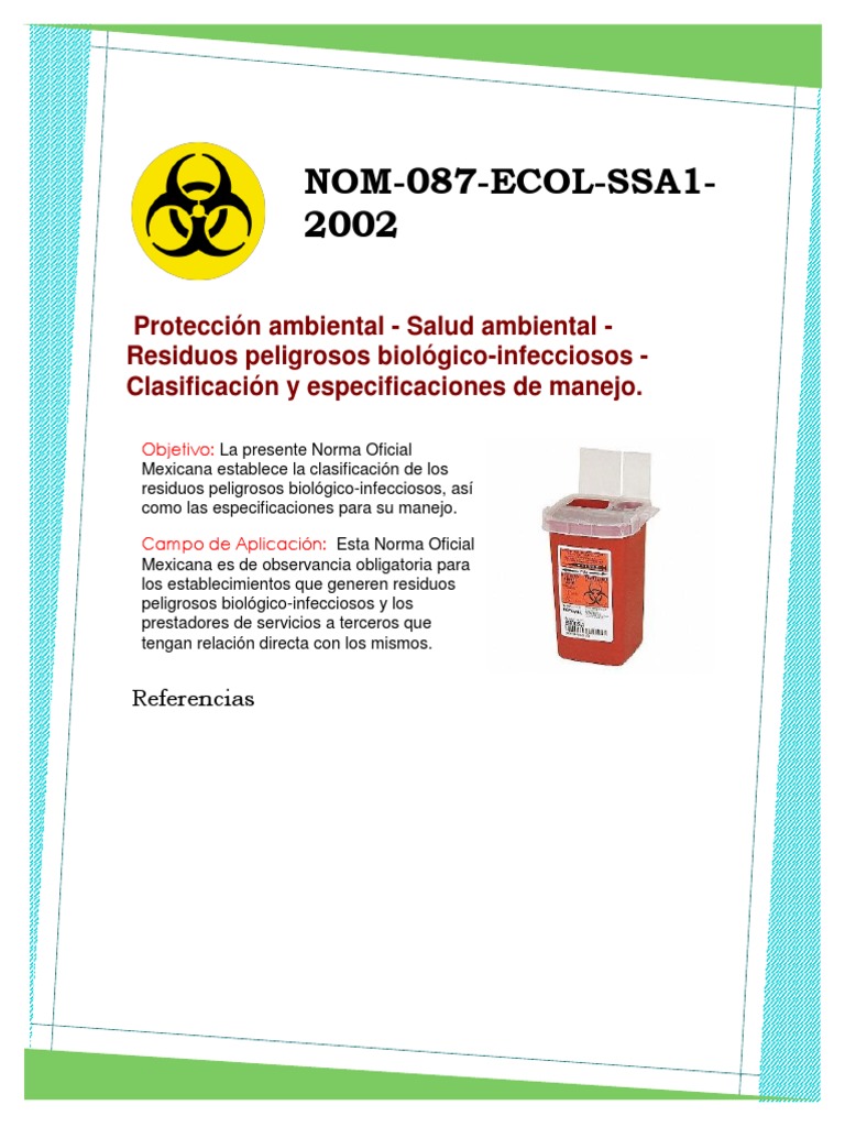 Norma Oficial Mexicana NOM-087 sobre RPBI | PDF | Entorno natural ...