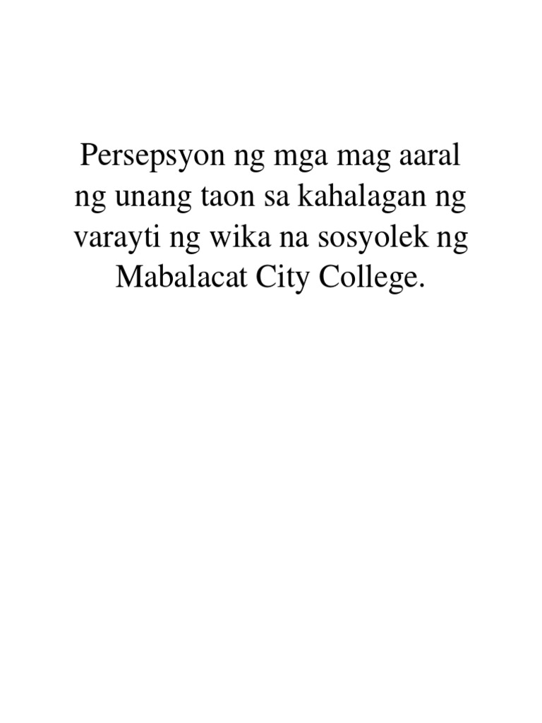 Epekto NG Varayti NG Wika Na Sosyolek Sa Mga Mag | PDF