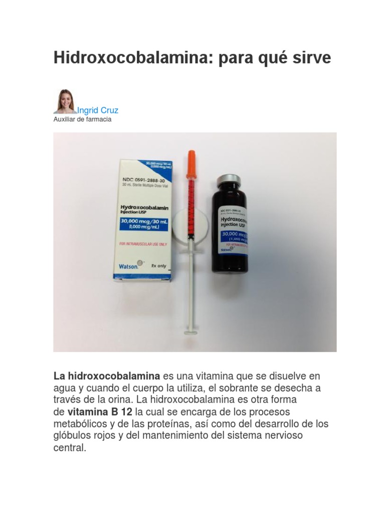 Hidroxocobalamina | PDF | Vitamina B12 | Medicamentos con receta