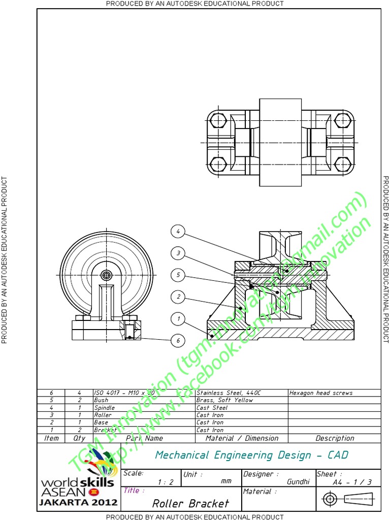 Roller Bracket Assembly Drawing and Parts List | PDF | Chemical ...