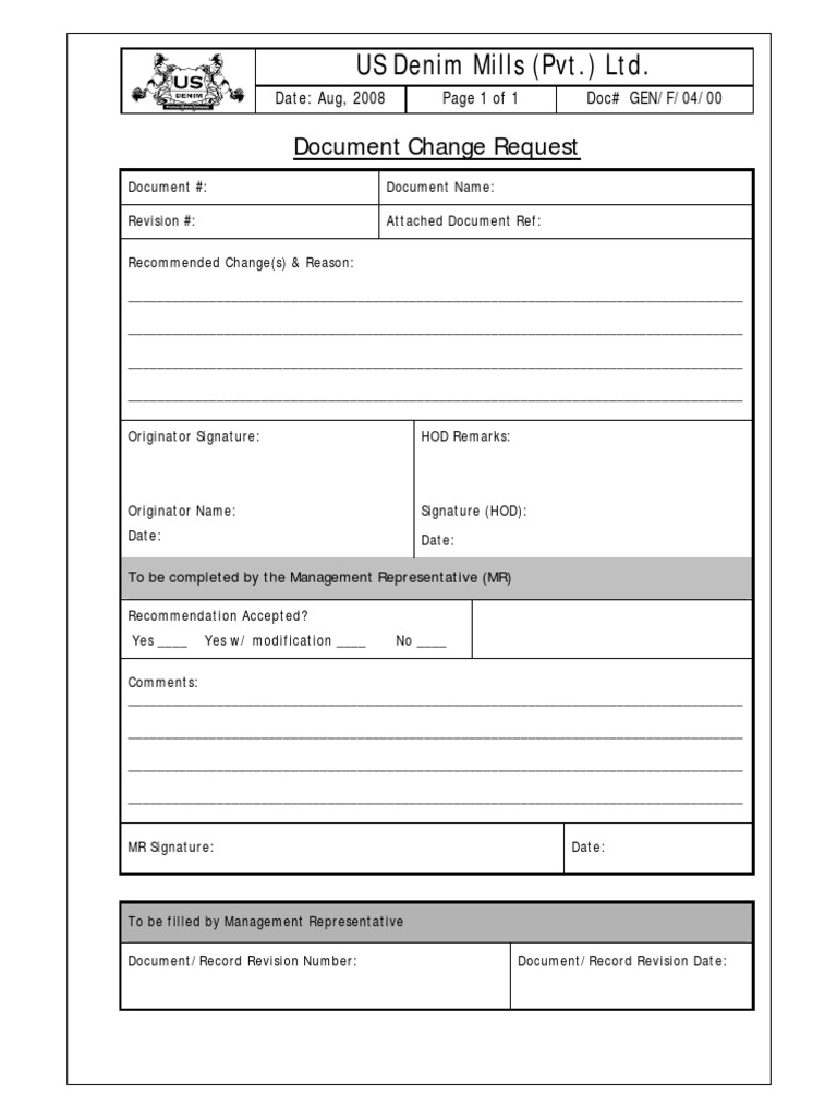 4-Document Change Request Form | PDF