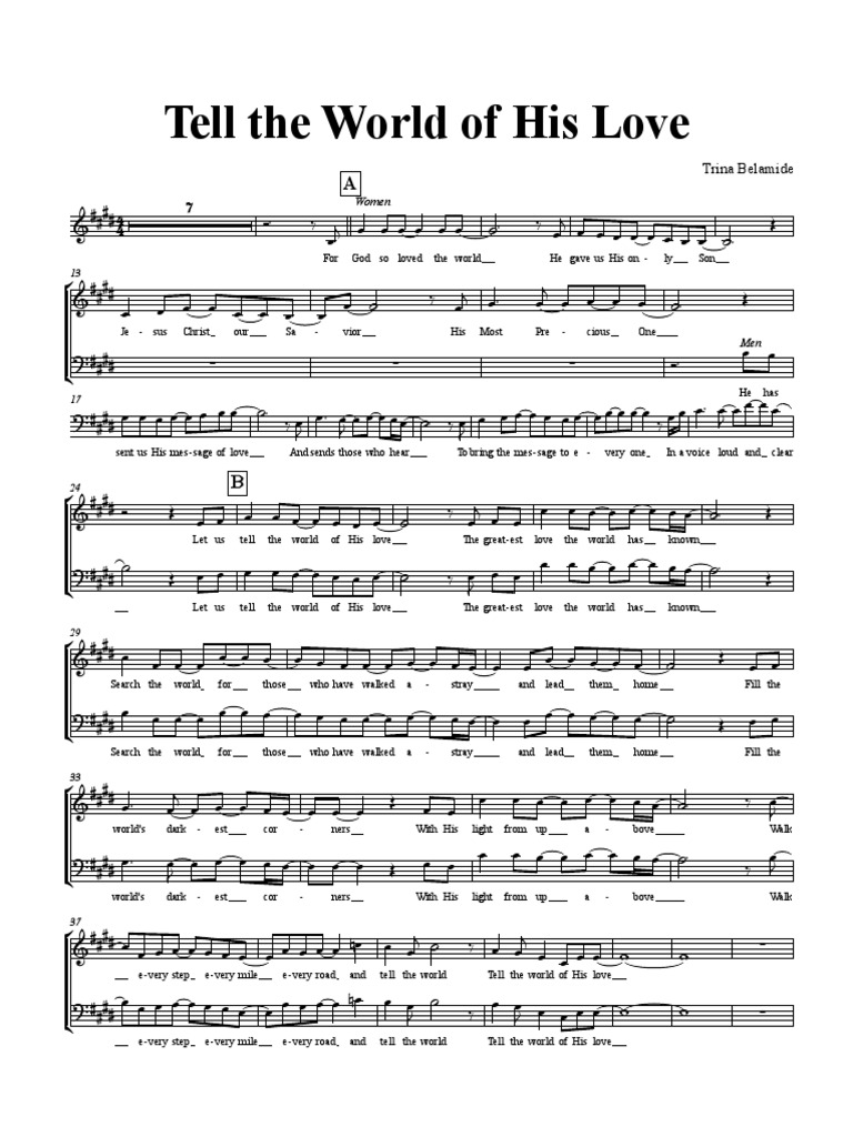 Tell The World of His Love: Trina Belamide | PDF | Vocal Music | Choral ...