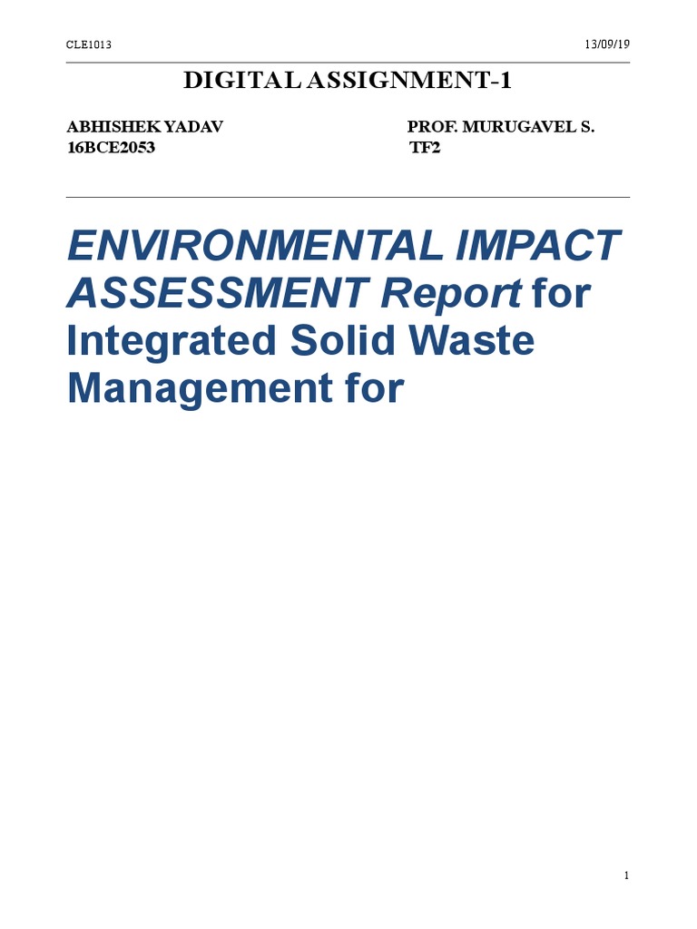 Environmental Impact ASSESSMENT Report For: Integrated Solid Waste ...