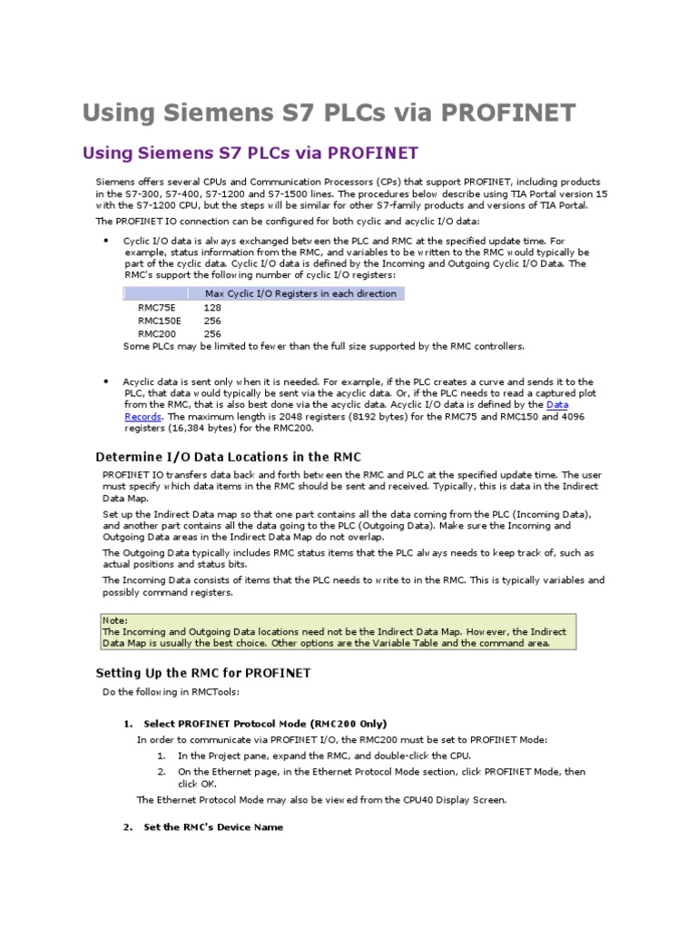 Using Siemens S7 Plcs Via Profinet | PDF | Programmable Logic ...