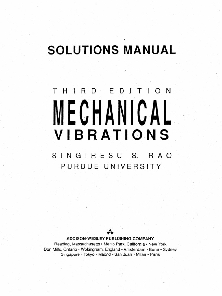 Mechanical Vibration 3rd Edition Ss Rao Solution Manual PDF | PDF