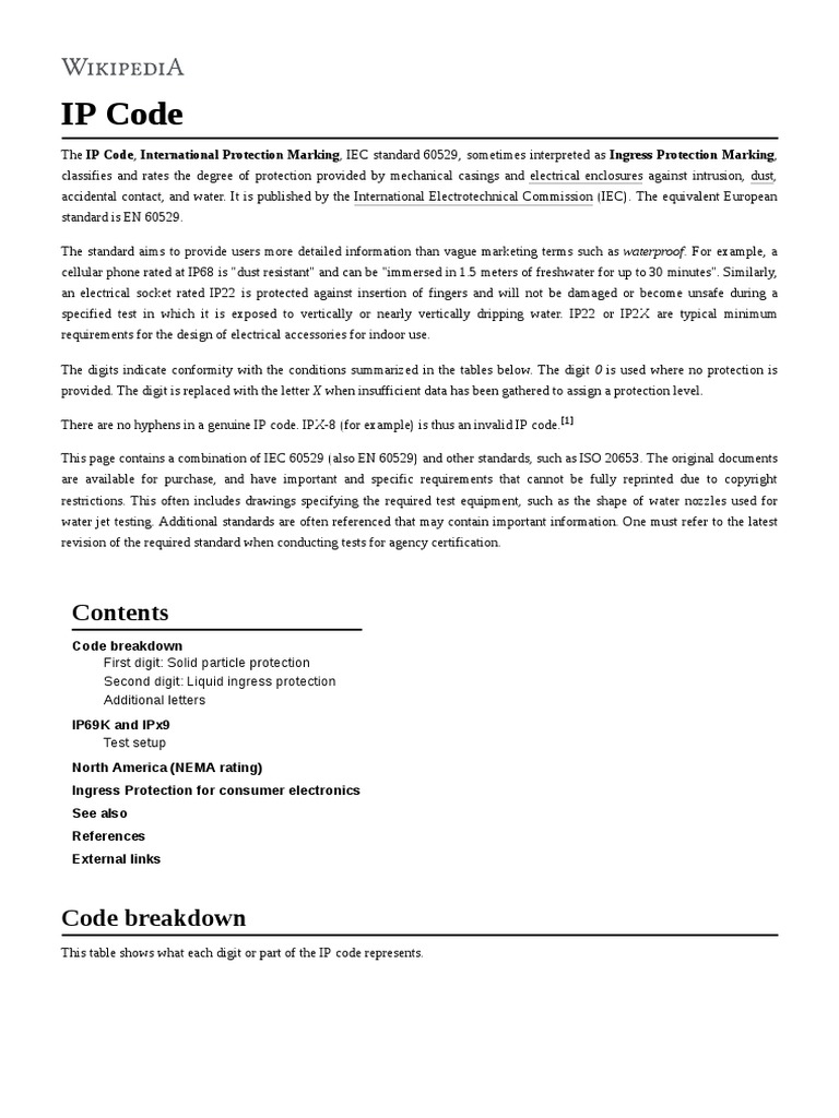 International Protection Code | PDF | Electrical Engineering | Nature